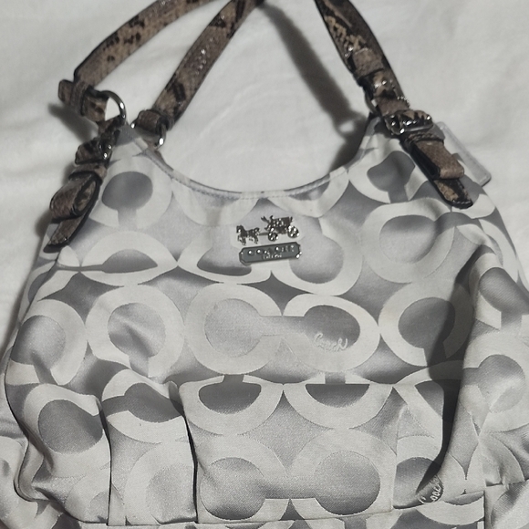 Coach | Bags | Coach Silver And Brown Signature Shoulder Bag | Poshmark